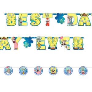 spongebob "best day ever" multicolor jumbo letter banner kit - 10.5' x 10 (pack of 2) - premium paper quality for celebratory events