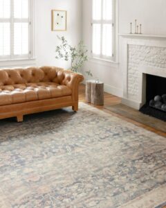 loloi ii hathaway collection hth-02 denim/multi 2'-0" x 5'-0", .25" thick, accent rug, soft, durable, printed, modern, low pile, non-shedding, easy clean, living room rug