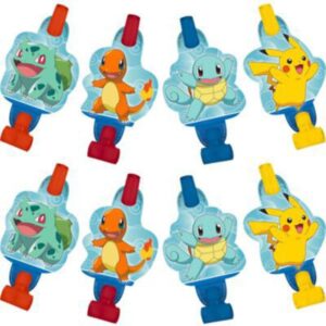 pokemon multicolor party blowouts - 5", 8 pieces - perfect birthday party favors