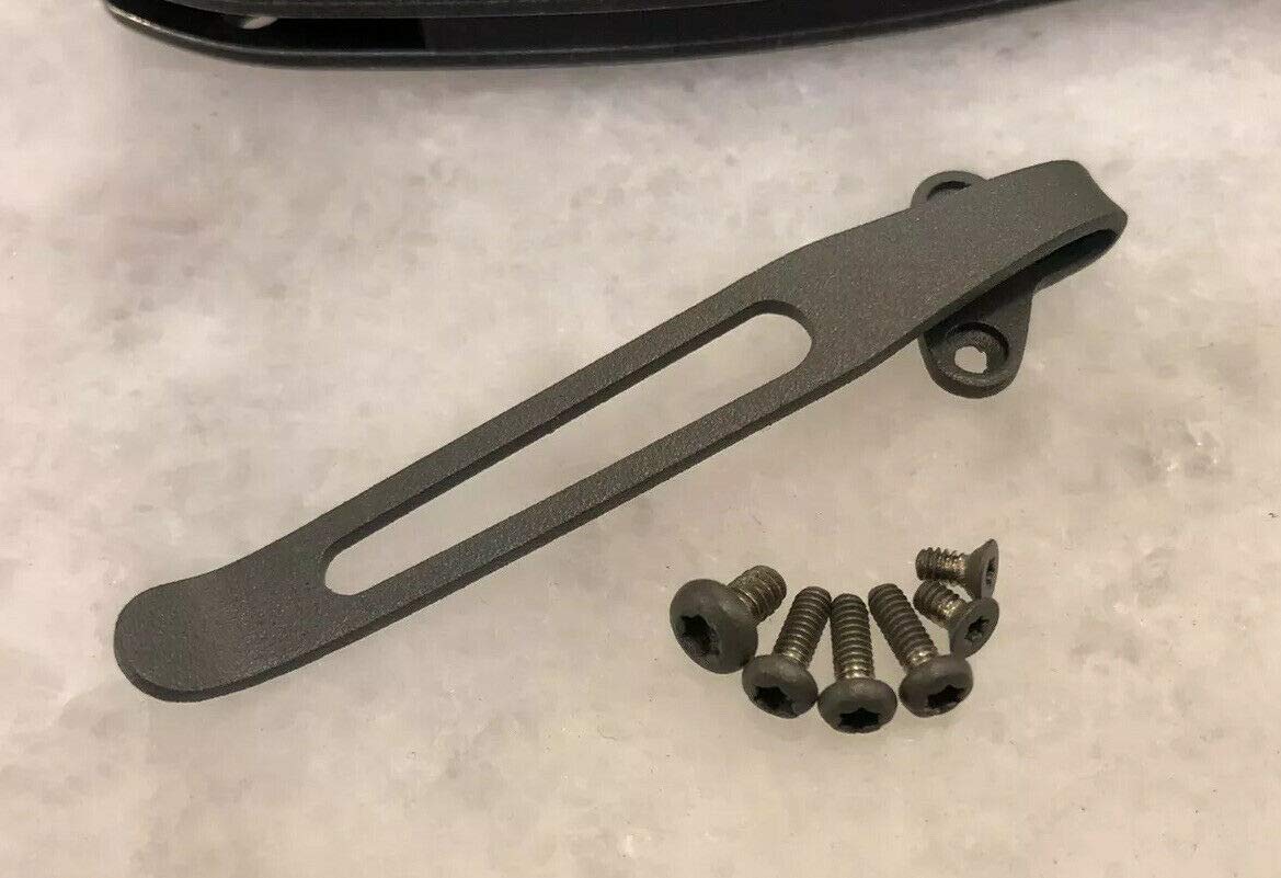 Gray Titanium Deep Pocket Clip & Screw Set For Kershaw 1660 Leek Frame Lock Only