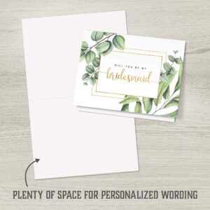 Hat Acrobat Bridesmaid Proposal Cards 8 Will You Be My Bridesmaid and 2 Maid of Honor Cards with Envelopes | Set of 10 Greenery Cards for the Bridal Party (10)