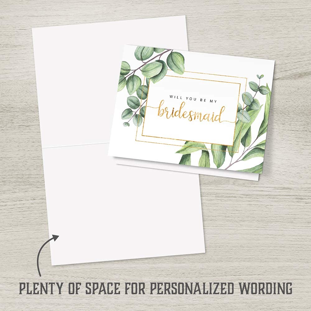 Hat Acrobat Bridesmaid Proposal Cards 8 Will You Be My Bridesmaid and 2 Maid of Honor Cards with Envelopes | Set of 10 Greenery Cards for the Bridal Party (10)