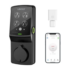 lockly secure pro, wi-fi smart deadbolt, keyless entry door lock, pin genie® keypad, 3d biometric fingerprint sensor, auto lock - matte black (pgd728wmb)