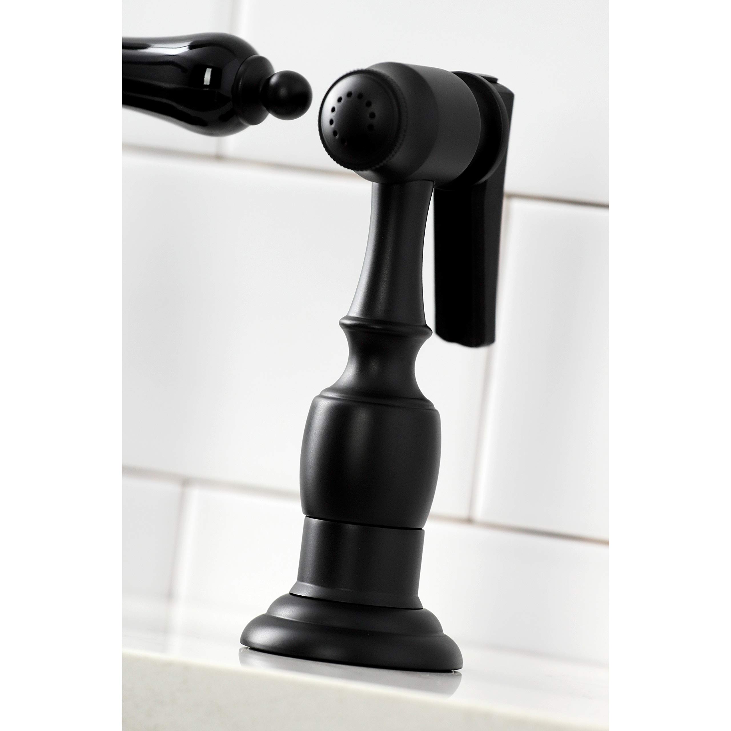 Kingston Brass KS3270PKLBS Duchess Bridge Kitchen Faucet, Matte Black