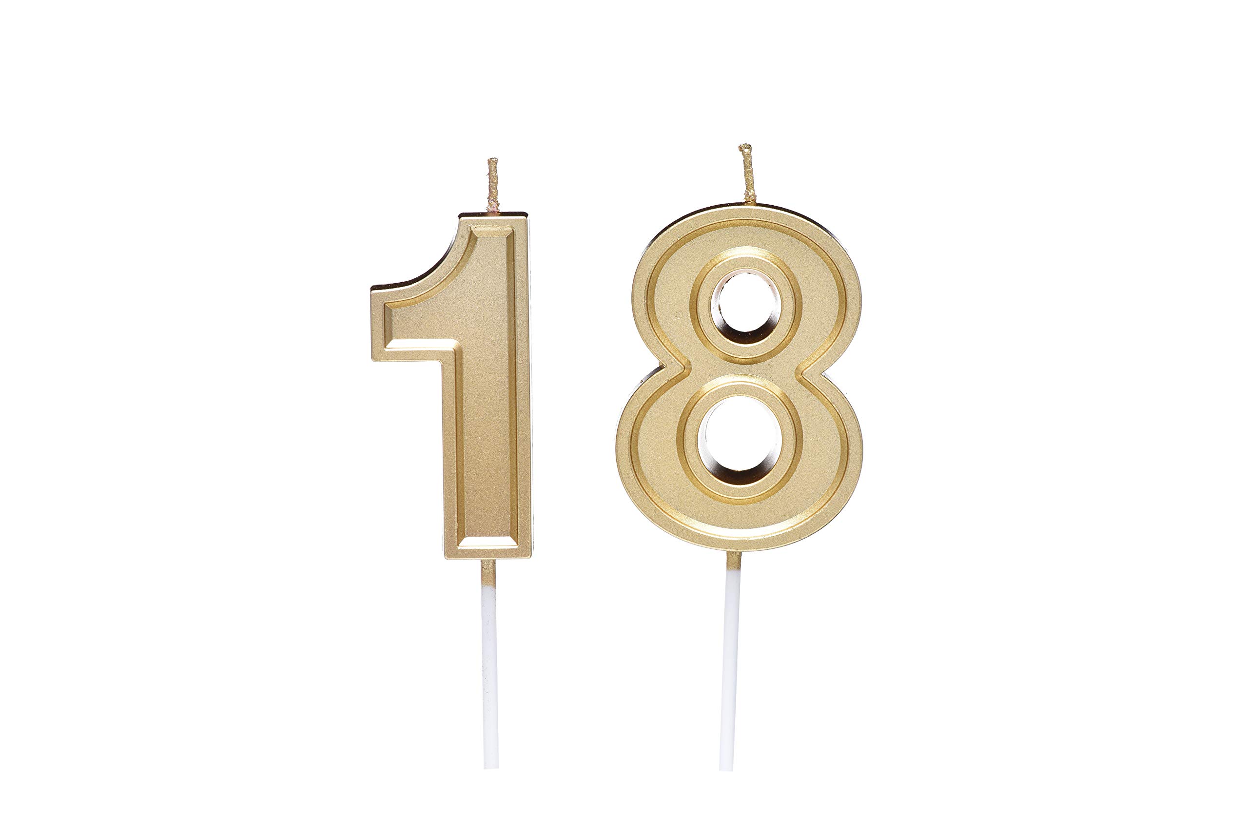 Qj-solar 2.76 inch Gold Number 18 Birthday Candles,18th Cake Topper for Birthday Decorations