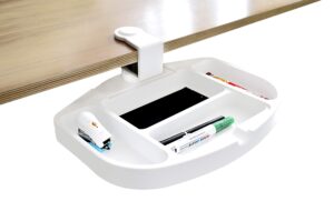 apexdesk clamp-on under desk 360-degree swivel drawer - perfect office storage accessory for your existing standing desk (clamp-on desk drawer - white)