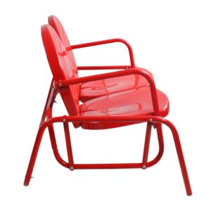 Northlight 2-Person Outdoor Retro Metal Tulip Double Glider Patio Chair, Red