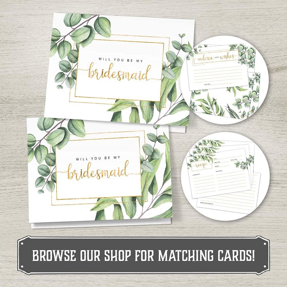 Hat Acrobat Bridesmaid Proposal Cards 8 Will You Be My Bridesmaid and 2 Maid of Honor Cards with Envelopes | Set of 10 Greenery Cards for the Bridal Party (10)