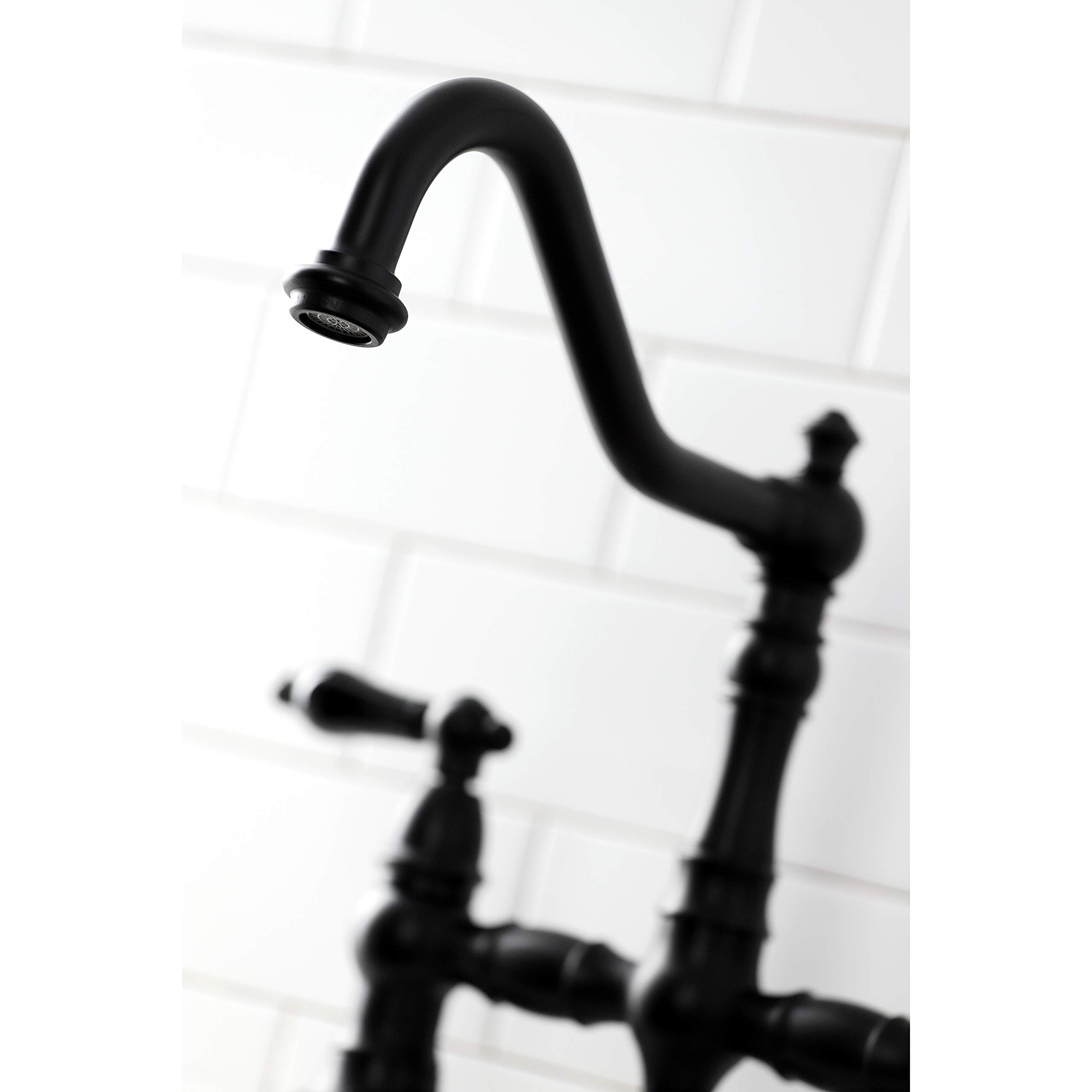 Kingston Brass KS3270PKLBS Duchess Bridge Kitchen Faucet, Matte Black