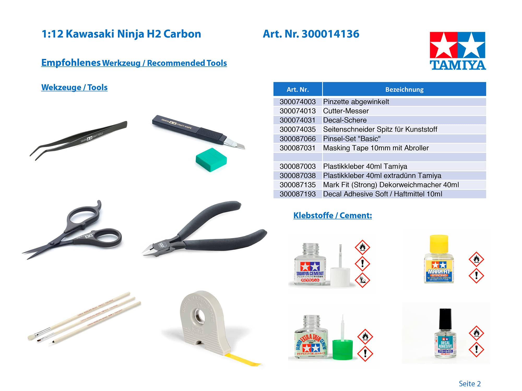 Tamiya 300014136 Kawasaki 1/12 Scale Plastic Model Assembly kit