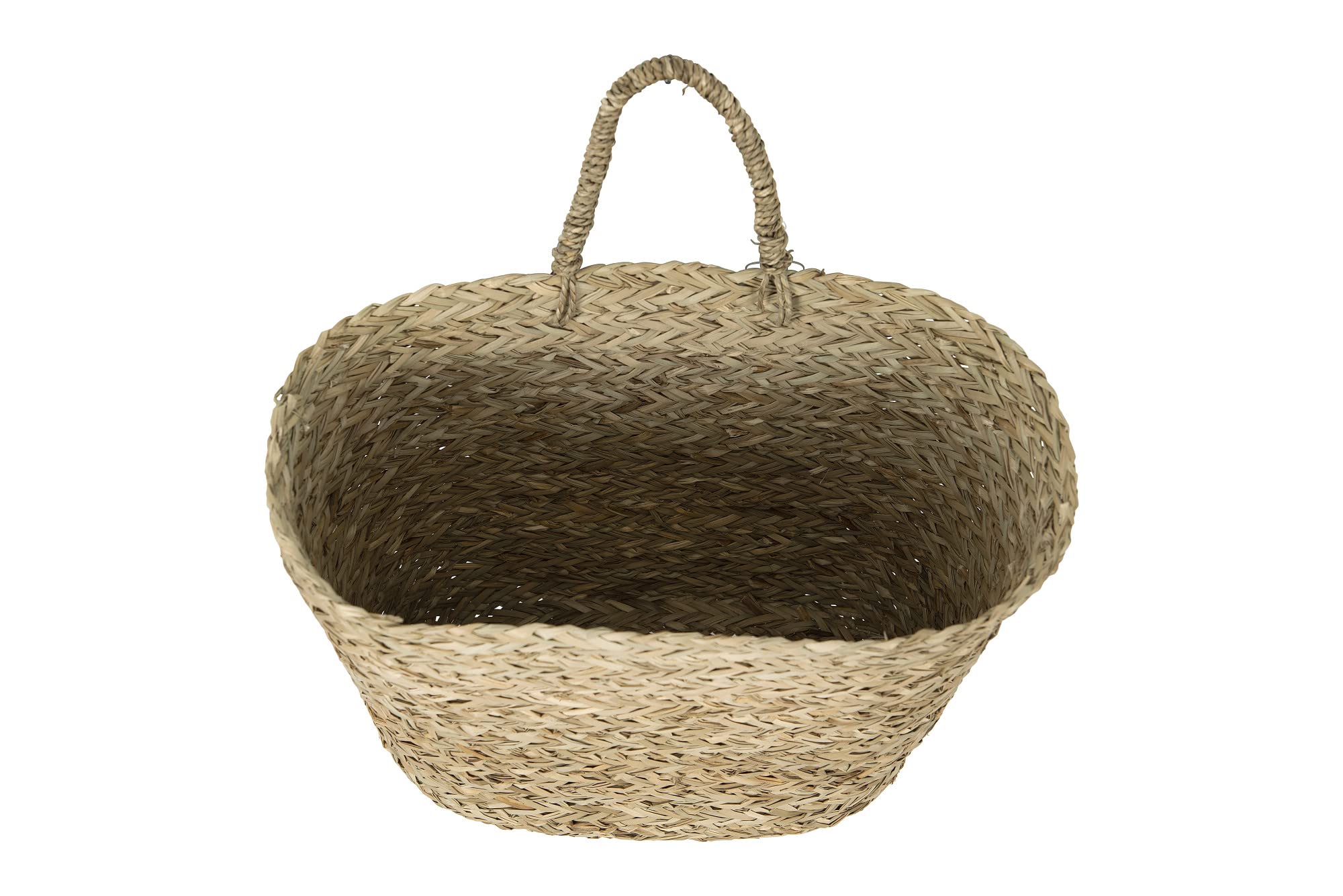 Creative Co-Op Handwoven Seagrass Wall Mount Baskets with Handles, Set of 2 Sizes, Natural