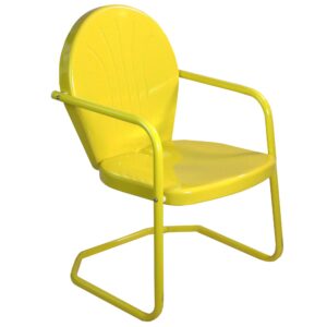 northlight 34-inch outdoor retro tulip steel armchair, yellow