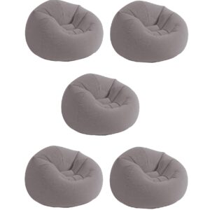 intex inflatable contoured corduroy beanless bag lounge chair, gray (5 pack)