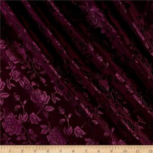 new creations fabric & foam inc, 60" wide polyester brocade jacquard satin fabric (burgundy 628, 3 yards)