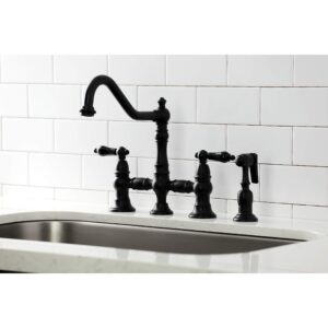 Kingston Brass KS3270PKLBS Duchess Bridge Kitchen Faucet, Matte Black