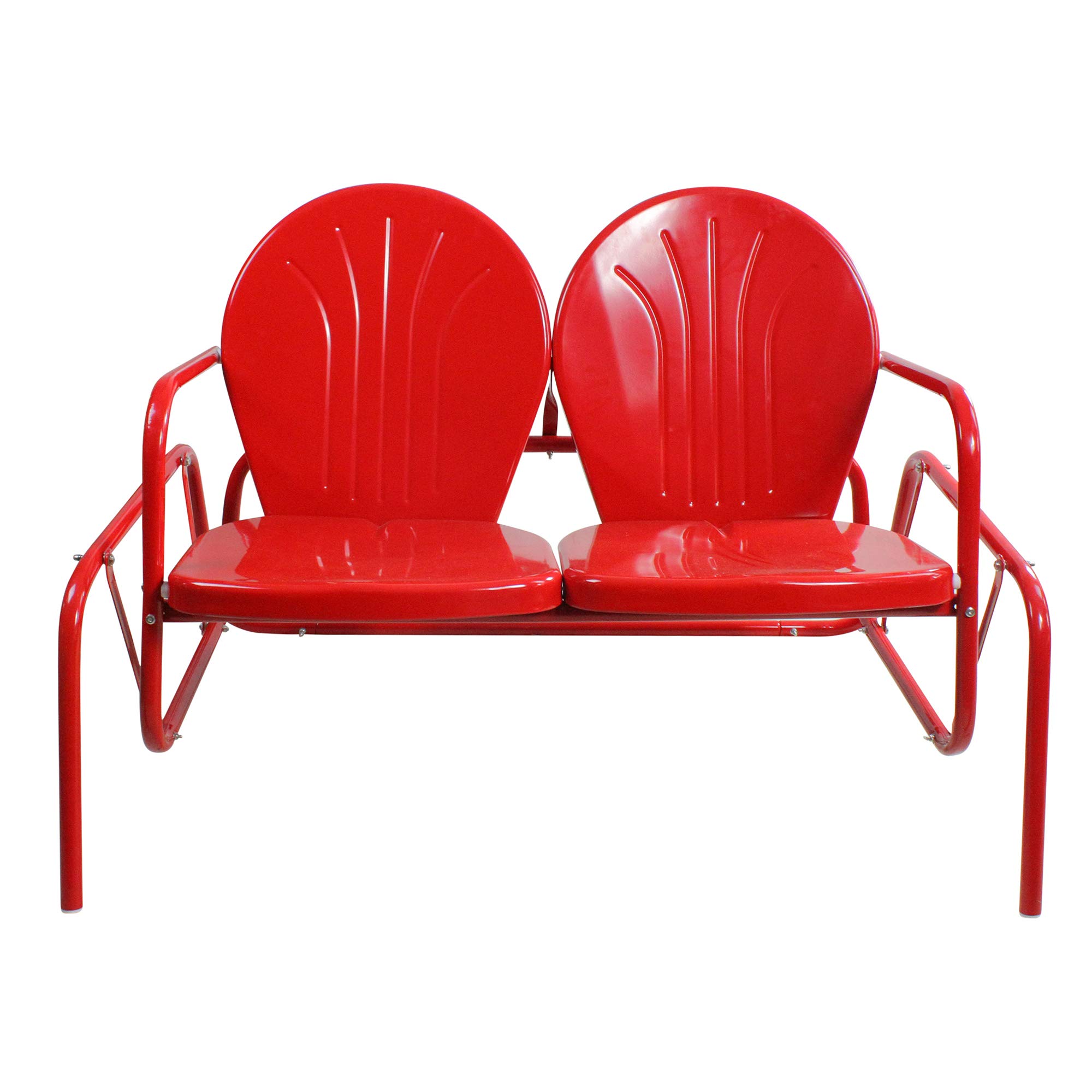 Northlight 2-Person Outdoor Retro Metal Tulip Double Glider Patio Chair, Red