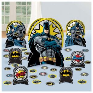 batman heroes unite table centerpiece kit - 12.8", 7" & 4.3" (27 pcs) - multicolor paper decorations for kids birthdays and parties