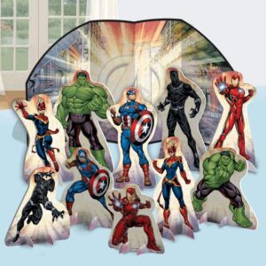 exquisite marvel avengers powers unite table decoration - 5.16" to 14" size range (1 pack) - bold, colorful & sturdy paper design - perfect for superhero-themed parties & events