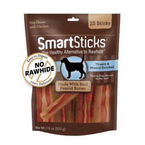 smartbones smartsticks, treat your dog to a rawhide-free chew made with real meat and vegetables, 25 count (pack of 1)