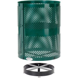 Global Industrial 36 Gallon Deluxe Thermoplastic Perforated Receptacle w/Dome & Base, Green