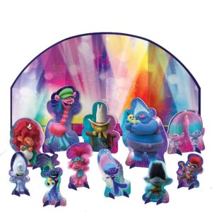 amscan trolls world tour paper table decorating kit - 4.25" - 14" (pack of 12) - multicolor table standee for kids parties and birthdays