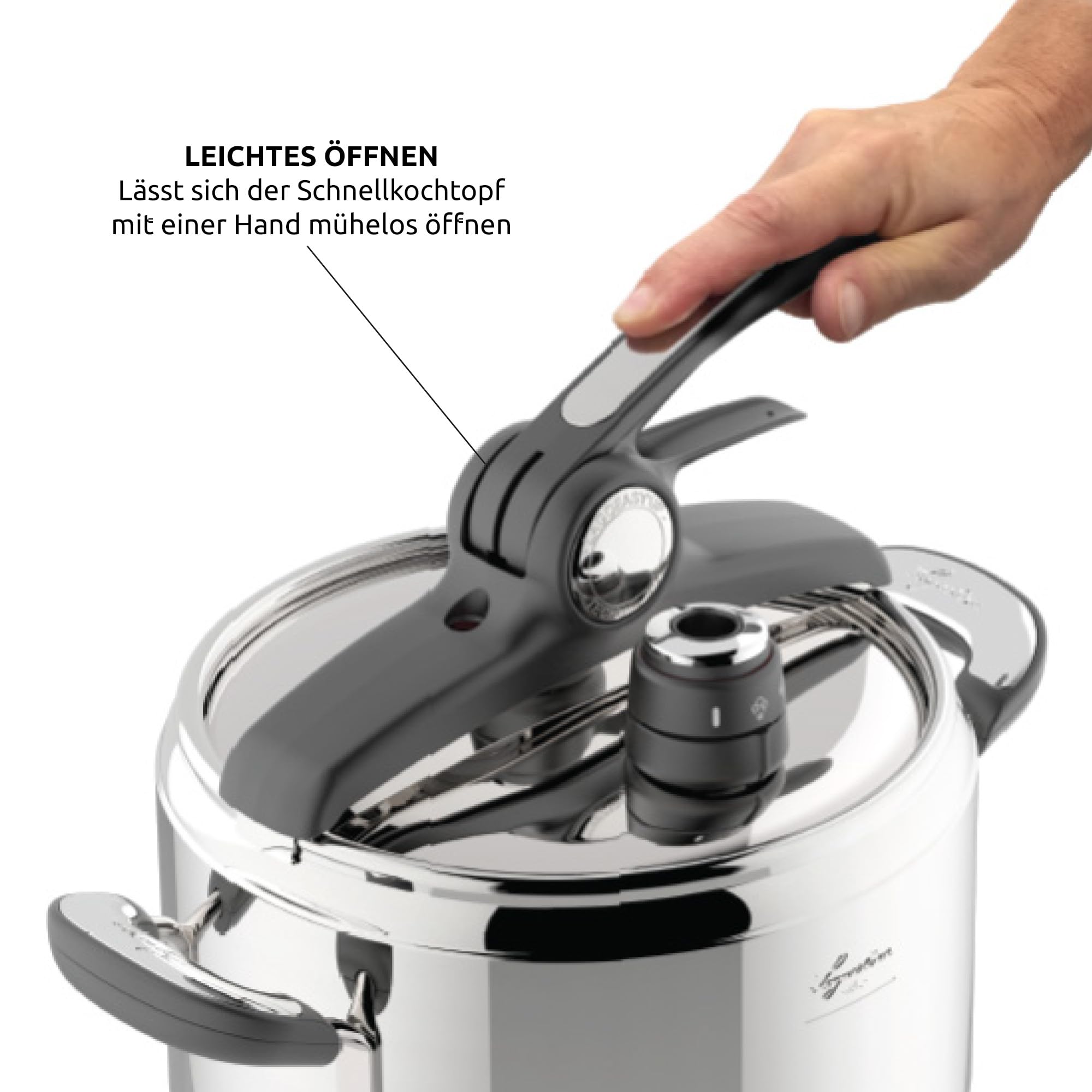 Lagostina Novia Vitamin Lagoeasy'UP Pressure Cooker 9 L Stainless Steel 18/10 Ø 24 cm, Induction and Gas Pot, Lid with Easy Opening, Including Basket, Ecodose and Recipe Book