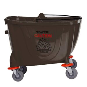 Alpine Industries Commercial Mop Bucket with Side Press Wringer - Mop Bucket with Wheels - Perfect for School, Offices, Resturants, Restrooms - 36 Qt - Brown