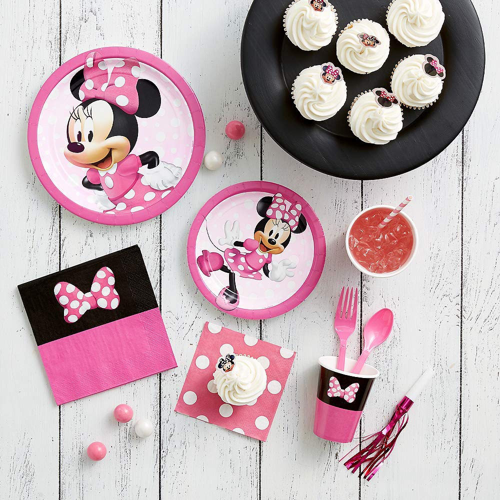 Minnie Mouse Forever Birthday Party Supplies, Serves 24 - Dessert & Lunch Paper Plates, Beverage & Lunch Napkins, Paper Cups, Tablecloth, & Banner - Disney Birthday Decorations Kit for Boys & Girls