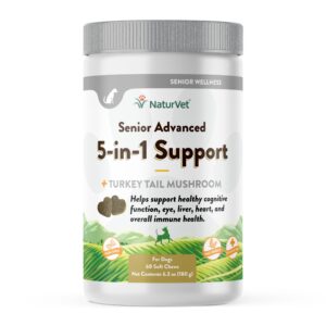 naturvet senior advanced 5-in-1 support dog supplement – helps support immune system, heart, liver, cognitive function, eye health – includes ginkgo biloba, lutein – 60 ct.