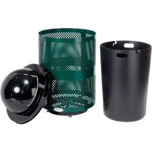 Global Industrial 36 Gallon Deluxe Thermoplastic Perforated Receptacle w/Dome & Base, Green