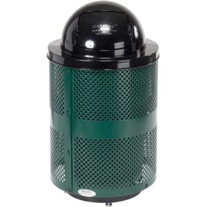 Global Industrial 36 Gallon Deluxe Thermoplastic Perforated Receptacle w/Dome & Base, Green