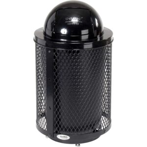 global industrial 32 gallon deluxe thermoplastic mesh receptacle w/dome lid & base, black