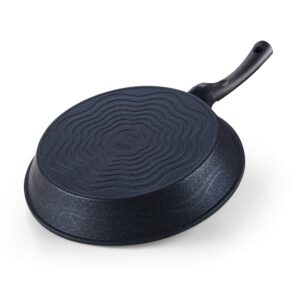 Cook N Home Marble Nonstick Cookware Saute, 12" Fry Pan with Lid, Black