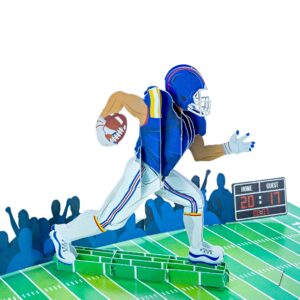 WOWPAPERART Touchdown Football Player - 3D Pop Up Greeting Card For All Occasions - Love, Birthday, Christmas - Personalized, Thick Envelope