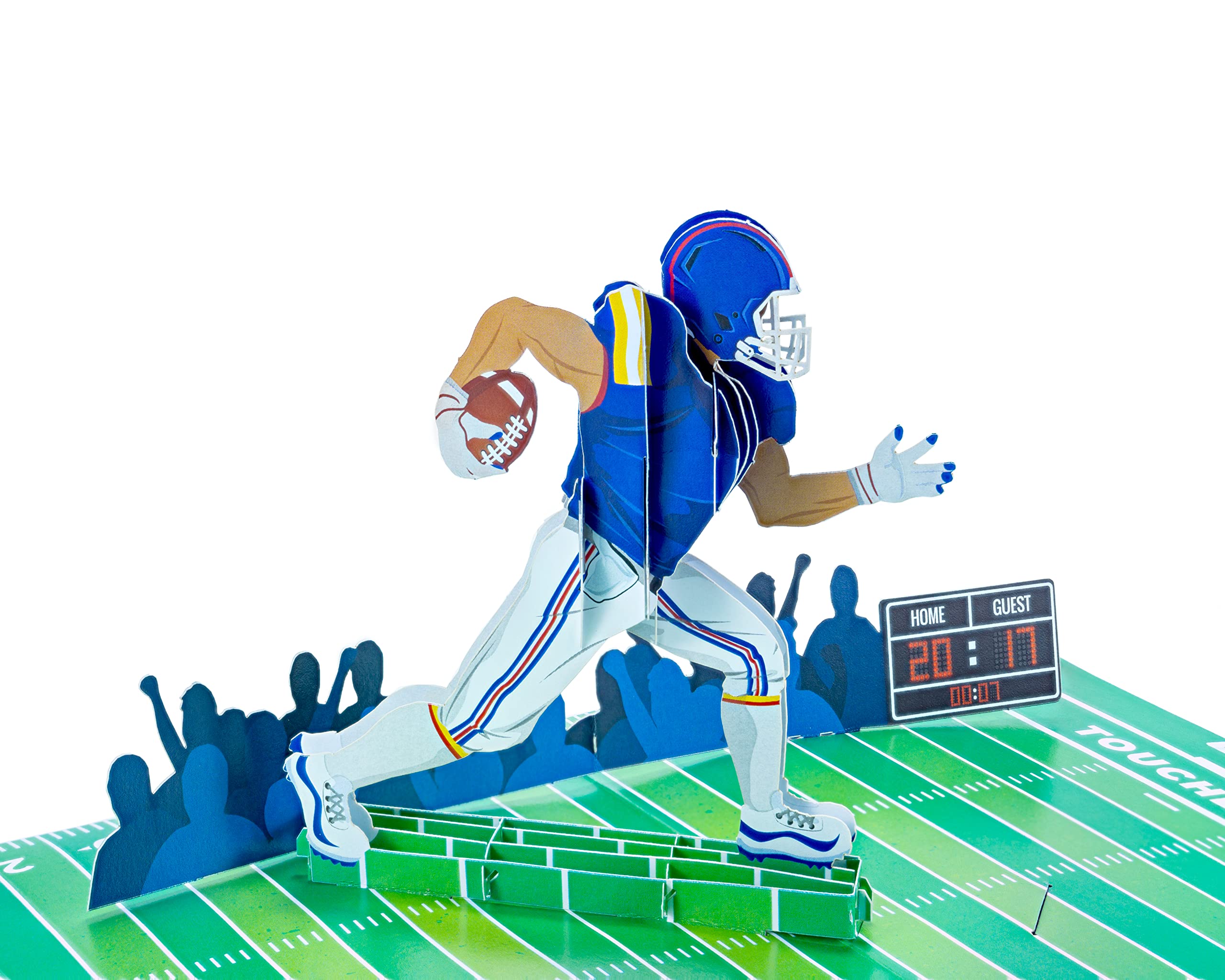 WOWPAPERART Touchdown Football Player - 3D Pop Up Greeting Card For All Occasions - Love, Birthday, Christmas - Personalized, Thick Envelope