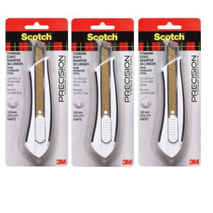 3m 159572 051141976549 scotch titanium snap-off utility knife, large, 3 pack