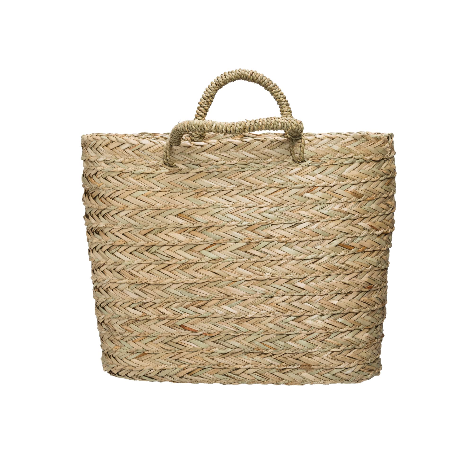 Creative Co-Op Handwoven Seagrass Wall Mount Baskets with Handles, Set of 2 Sizes, Natural