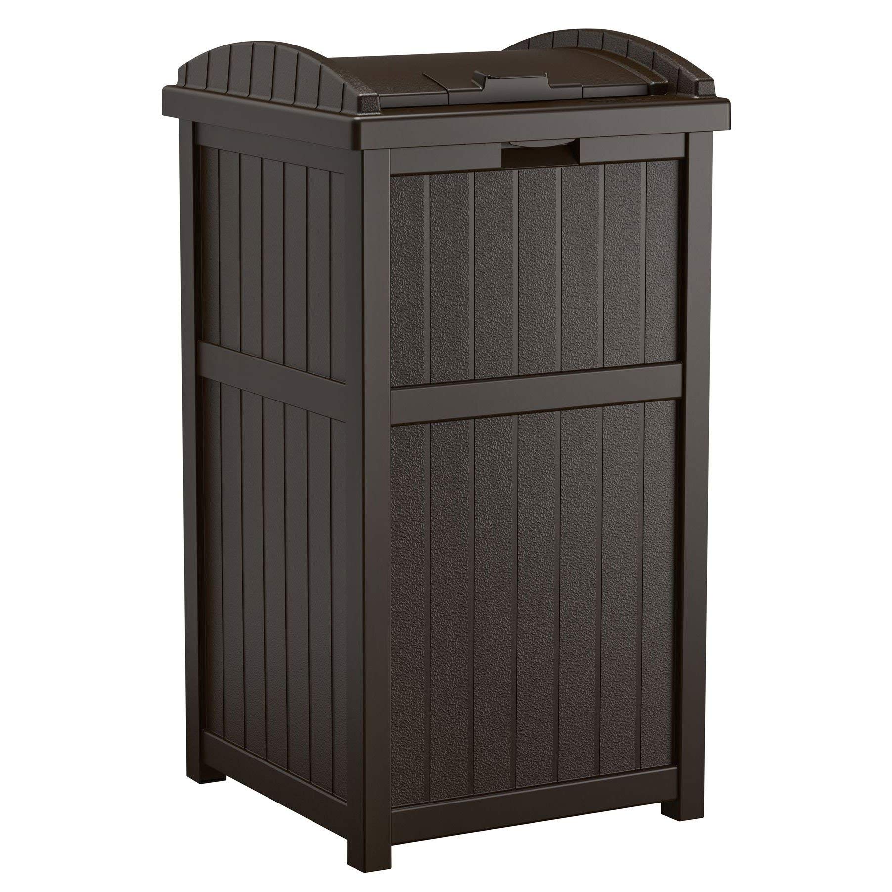 Suncast 33 Gal Hideaway Outdoor Trash Can and 73 Gal Waterproof Outdoor Deck Box