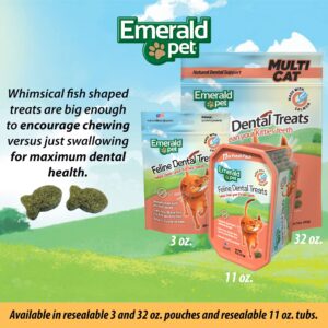 Feline Dental Treats — Tasty and Crunchy Cat Dental Treats Grain Free — Natural Dental Treats to Clean Cat Teeth, Freshen Cat Breath, and Reduce Plaque and Tartar Buildup — Salmon Treats, 11 oz