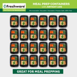 Freshware Meal Prep Containers [50 Pack] 1 Compartment Food Storage Containers with Lids, Bento Box, BPA Free, Stackable, Microwave/Dishwasher/Freezer Safe (28 oz)