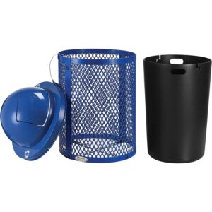 Global Industrial 32 Gallon Thermoplastic Mesh Recycling Receptacle w/Dome Lid, Blue