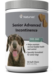 naturvet senior advanced incontinence dog supplement – helps support dog’s bladder control, normal urination – includes synergistic blend of botanicals – 120 ct. soft chews