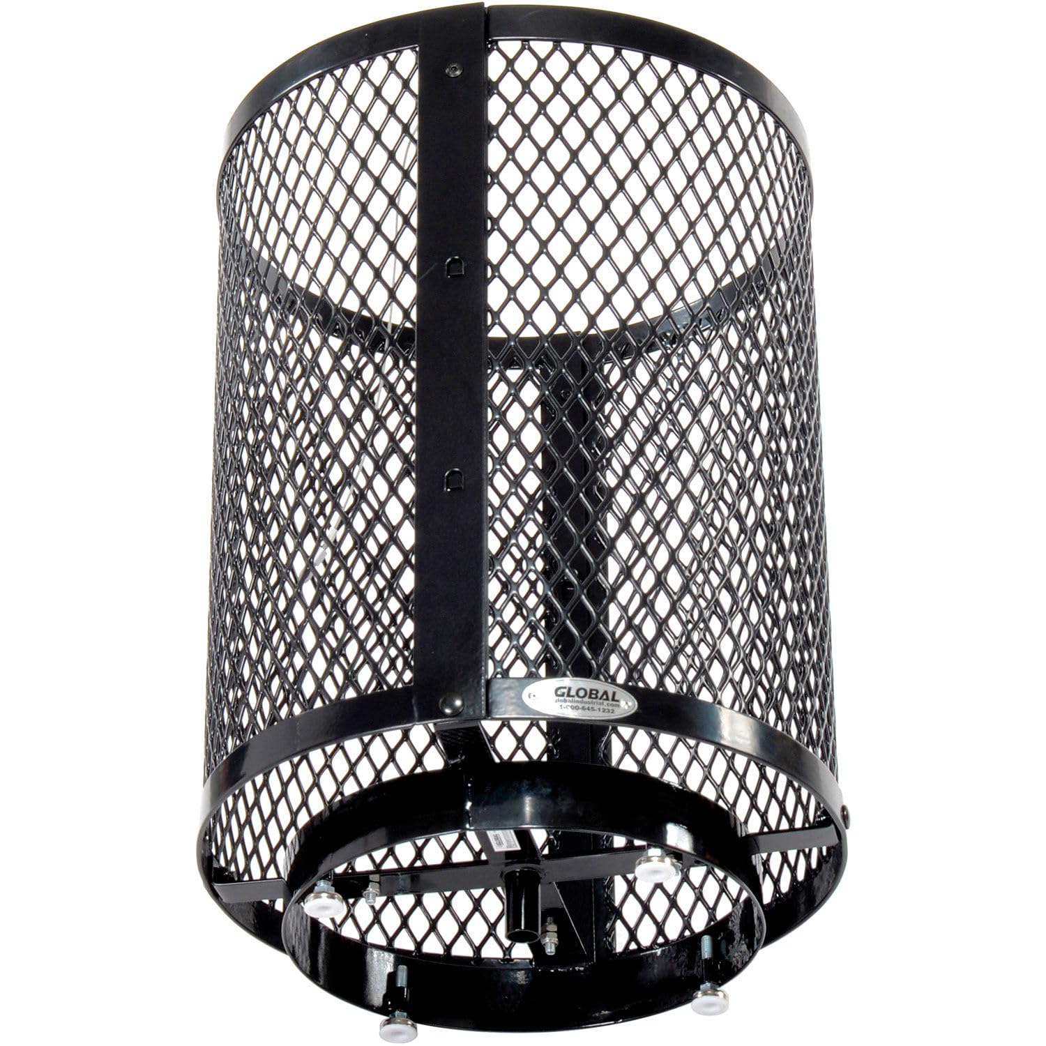 Global Industrial 32 Gallon Deluxe Thermoplastic Mesh Receptacle w/Dome Lid & Base, Black