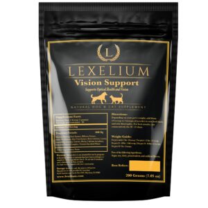 lexelium vision support & eye sight supplement for dogs and cats- fortified with zeaxanthin, bilberry, lutein, and beta carotene - 200 grams