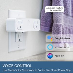 eco4life WiFi Dual Smart Plug, 2 Outlet Extenders with 2 USB Charging Port, Work with Alexa Google Home, no Hub Required (2 Outlets,2 USB Ports), ETL Certificate, White