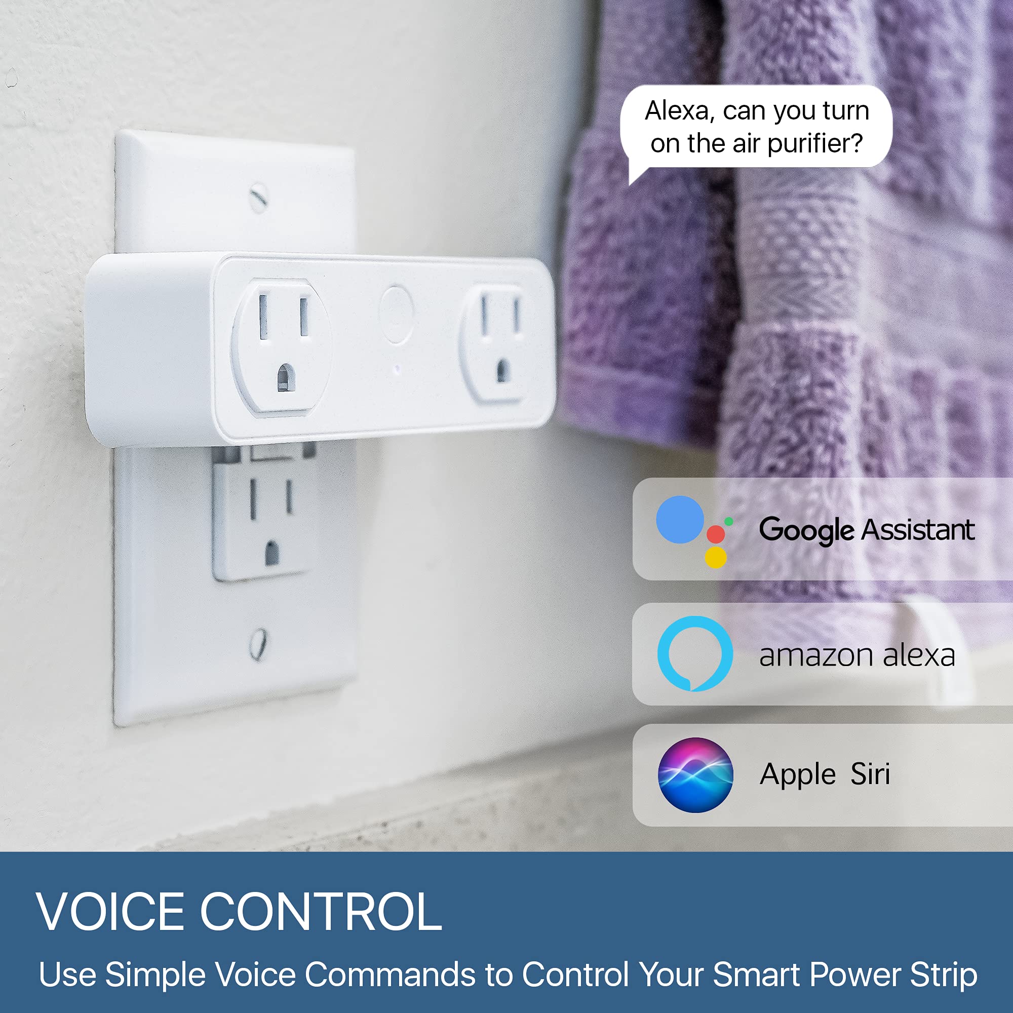 eco4life WiFi Dual Smart Plug, 2 Outlet Extenders with 2 USB Charging Port, Work with Alexa Google Home, no Hub Required (2 Outlets,2 USB Ports), ETL Certificate, White