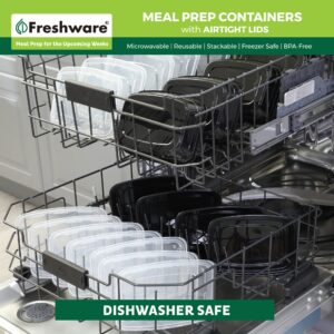 Freshware Meal Prep Containers [50 Pack] 1 Compartment Food Storage Containers with Lids, Bento Box, BPA Free, Stackable, Microwave/Dishwasher/Freezer Safe (28 oz)