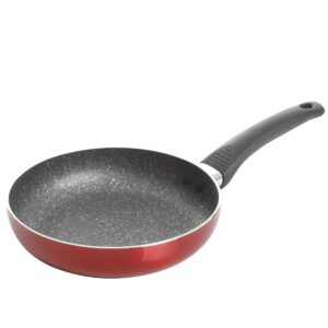 oster metallic red aluminum fry pan with black speckle, 9.5"