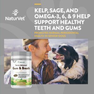 NaturVet Senior Advanced Gum & Breath Dog Supplement – Includes Peppermint, Parsley Leaf to Help Promote Periodontal Health, Fresh Breath for Dogs – 45 Ct. Soft Chews