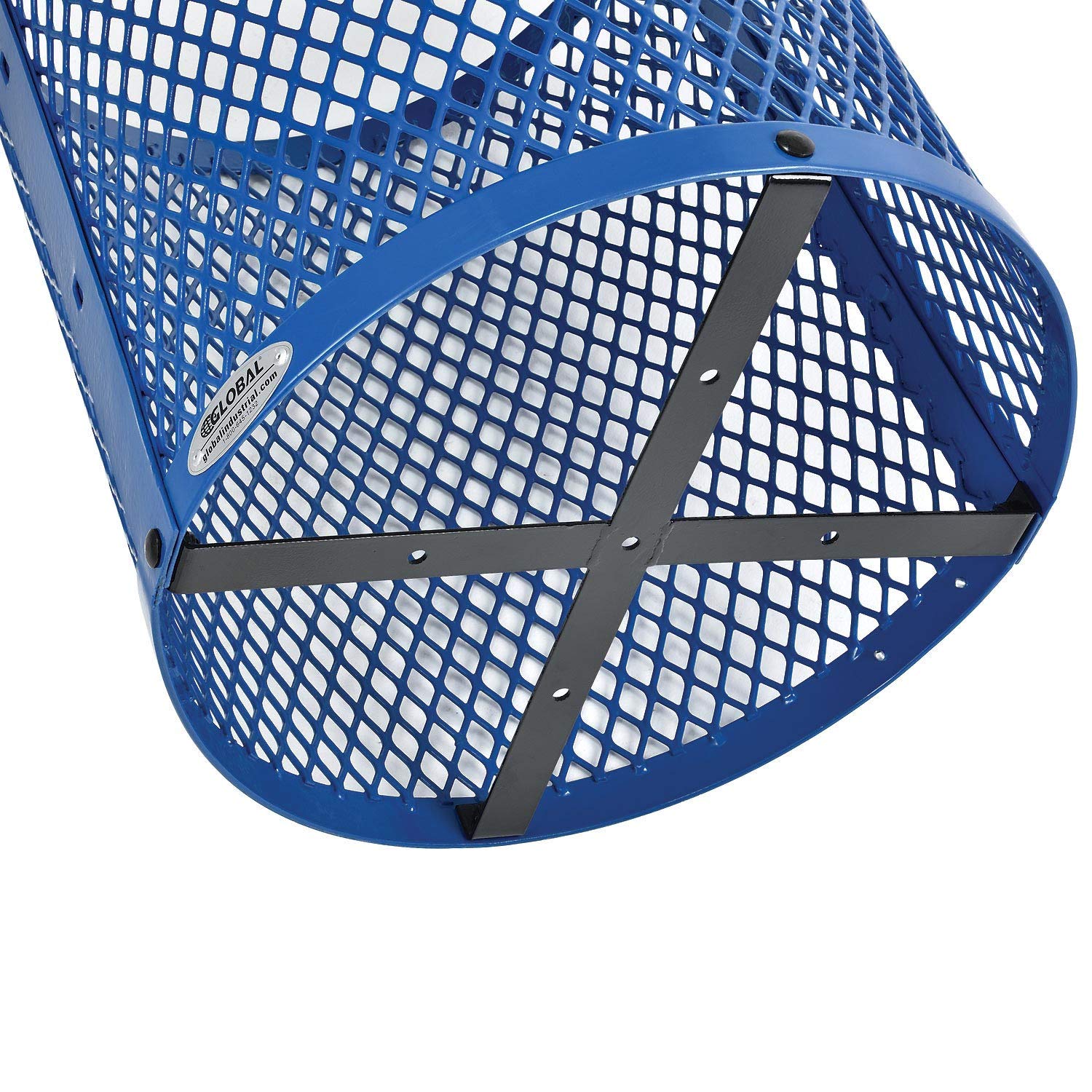 Global Industrial 32 Gallon Thermoplastic Mesh Recycling Receptacle w/Dome Lid, Blue